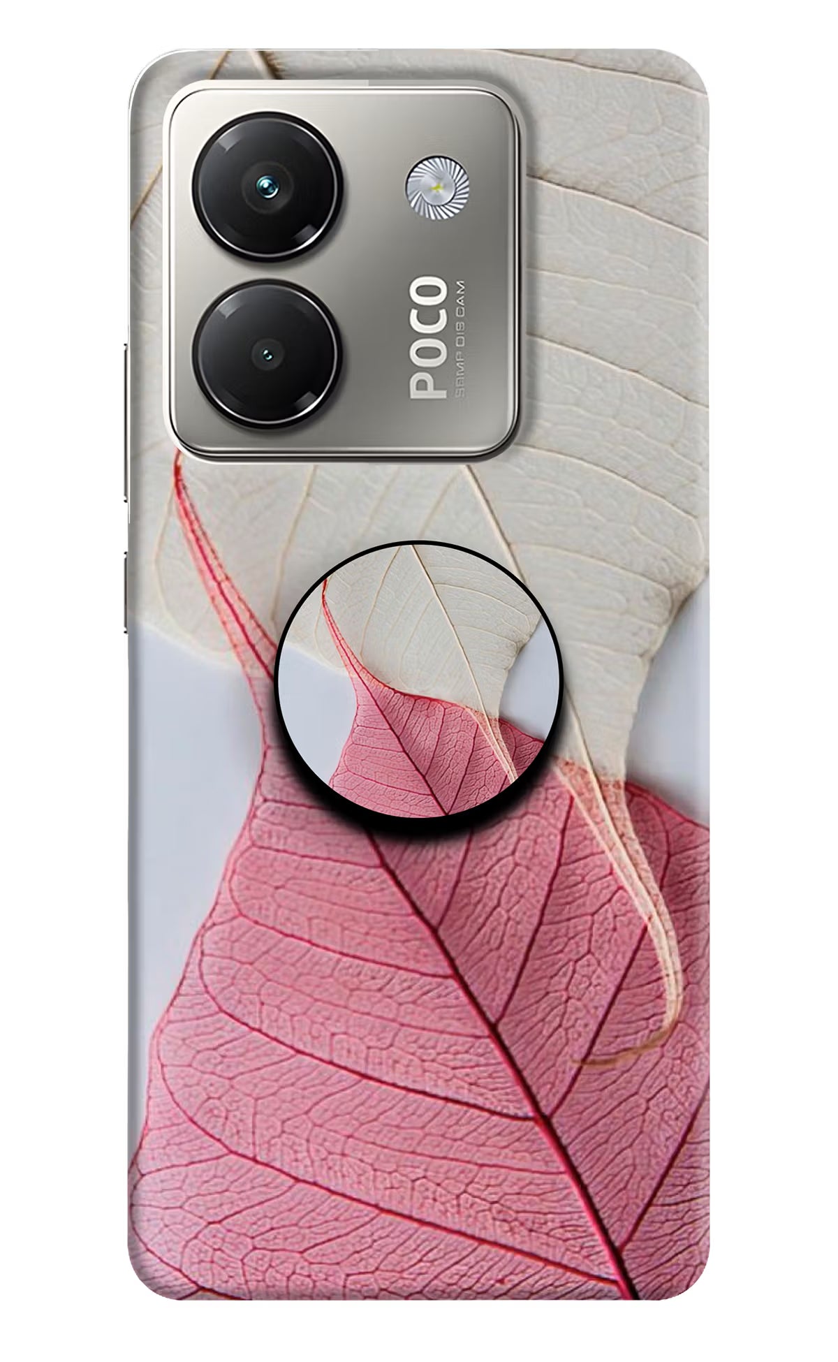 Buy White Pink Leaf Poco M7 Pro 5G Pop Case at just Rs.169 – Casekaro