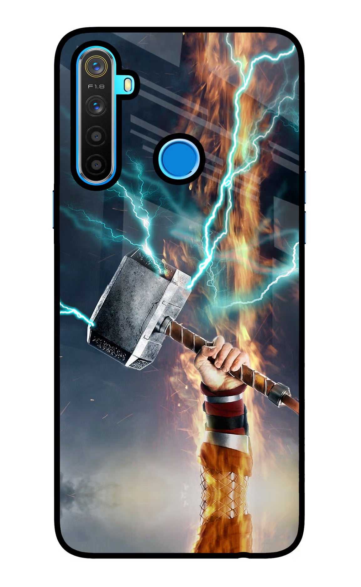 Buy Now Thor Hammer Mjolnir Glass Case for Realme 5/5i/5s Online | Casekaro