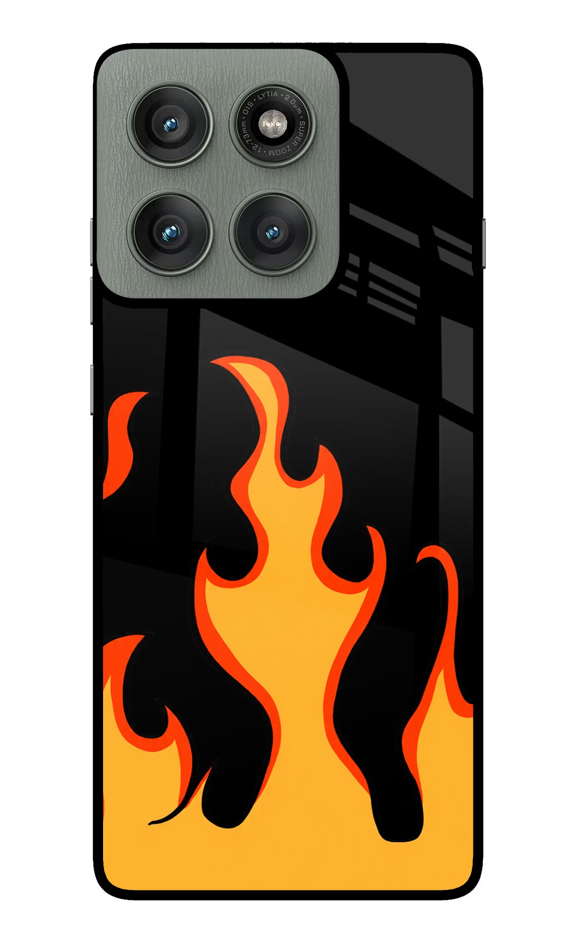 Fired Up – Black Moto Edge 60 Pro Glass Case – Casekaro